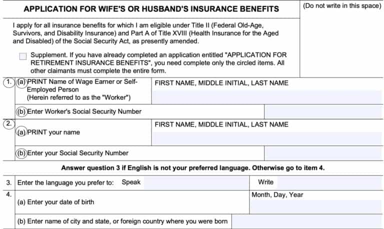 Form SSA-2-BK: Claiming Social Security Spousal Benefits