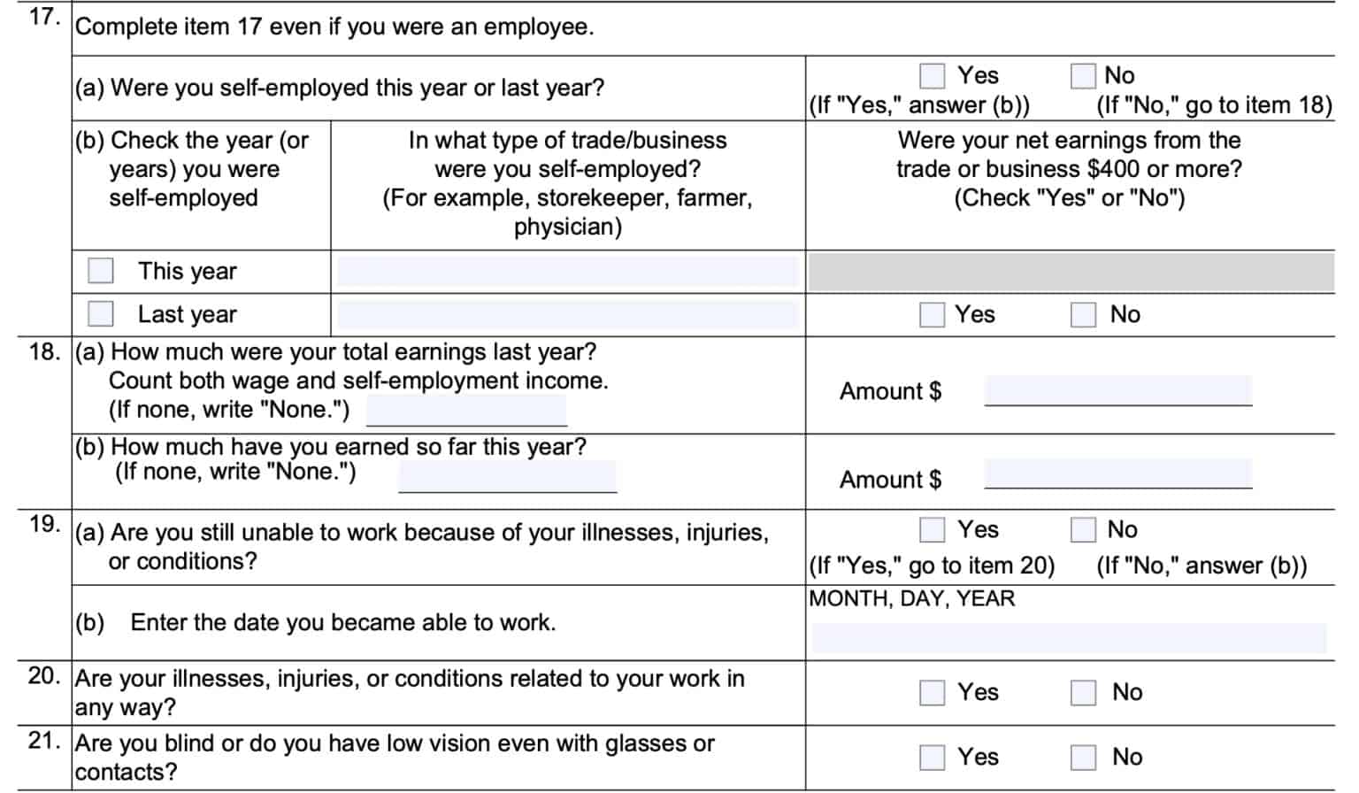 Form SSA 16 Instructions - Filing Your Disability Benefits Claim