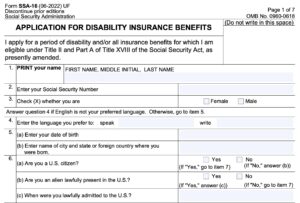 Form SSA 16 Instructions - Filing Your Disability Benefits Claim