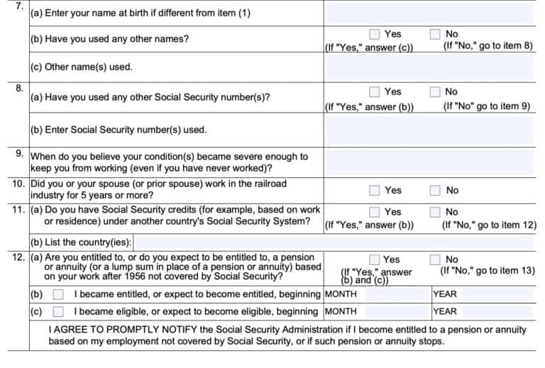 Form SSA 16 Instructions - Filing Your Disability Benefits Claim