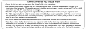 IRS Form 8857 Instructions - Innocent Spouse Relief