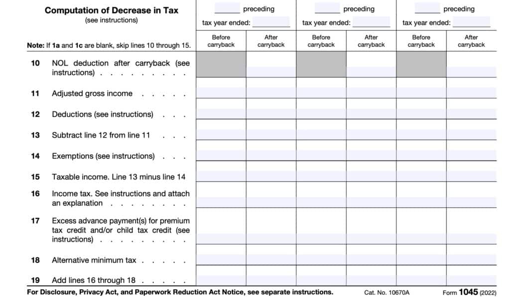 IRS Form 1045 Instructions - Applying For A Tentative Refund