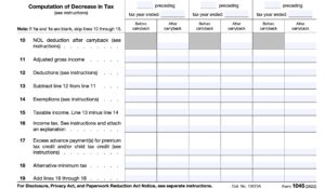IRS Form 1045 Instructions - Applying For A Tentative Refund