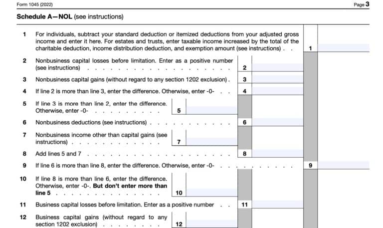 IRS Form 1045 Instructions - Applying For A Tentative Refund