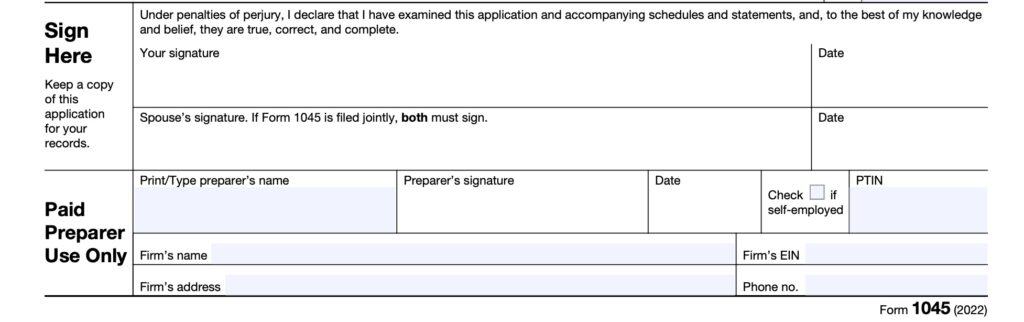 IRS Form 1045 Instructions - Applying For A Tentative Refund
