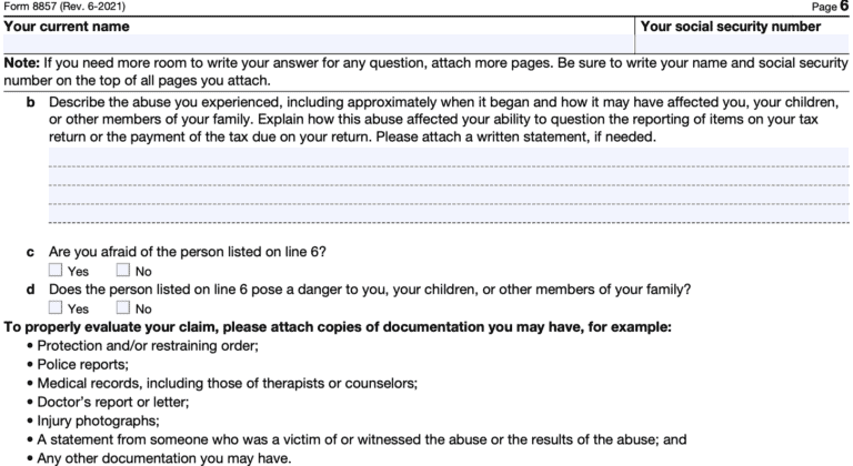 IRS Form 8857 Instructions - Innocent Spouse Relief