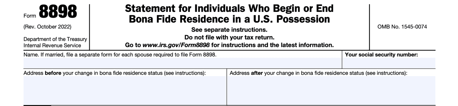 IRS Form 8898 Instructions - U.S. Territory Bona Fide Residence