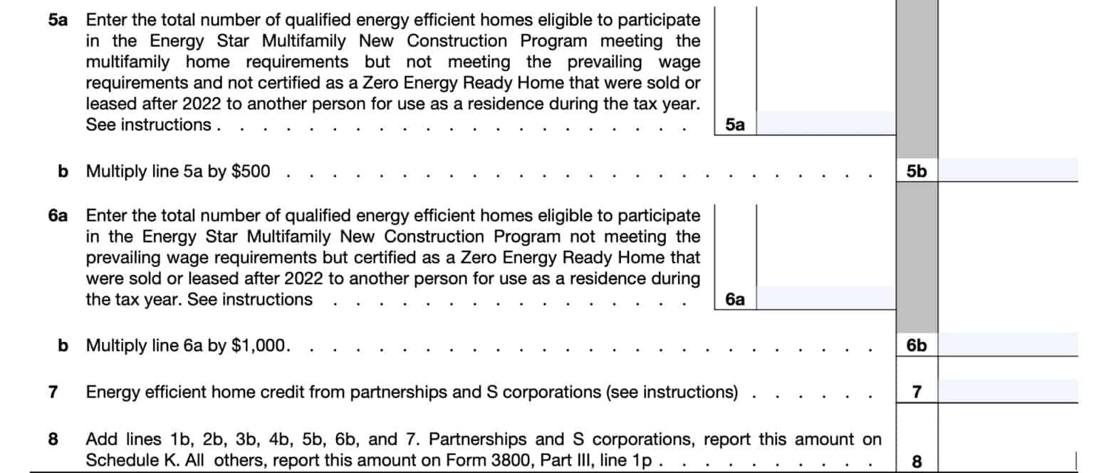 IRS Form 8908 Instructions - Energy Efficient Home Credits