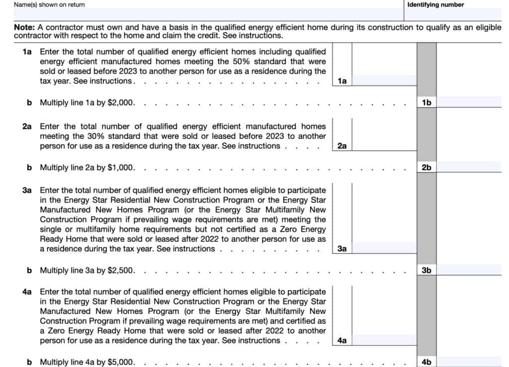 IRS Form 8908 Instructions - Energy Efficient Home Credits