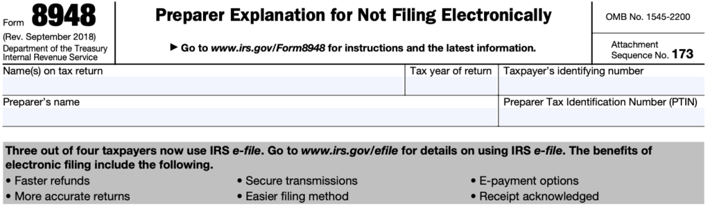 IRS Form 8948 Instructions: Preparer Explanation For Paper Return