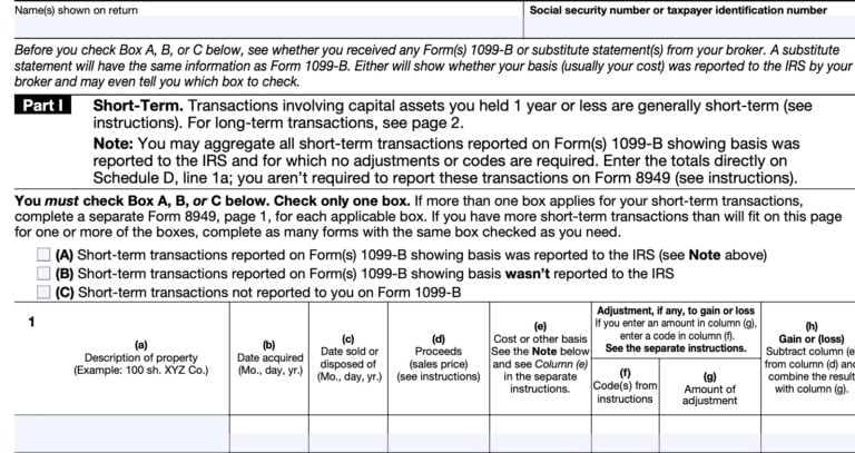 IRS Form 8949 Instructions - Sales & Dispositions of Capital Assets