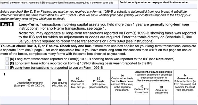 IRS Form 8949 Instructions - Sales & Dispositions of Capital Assets