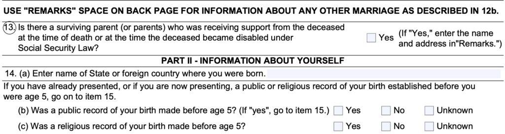 Form SSA 10 Instructions - Applying for Survivor Benefits