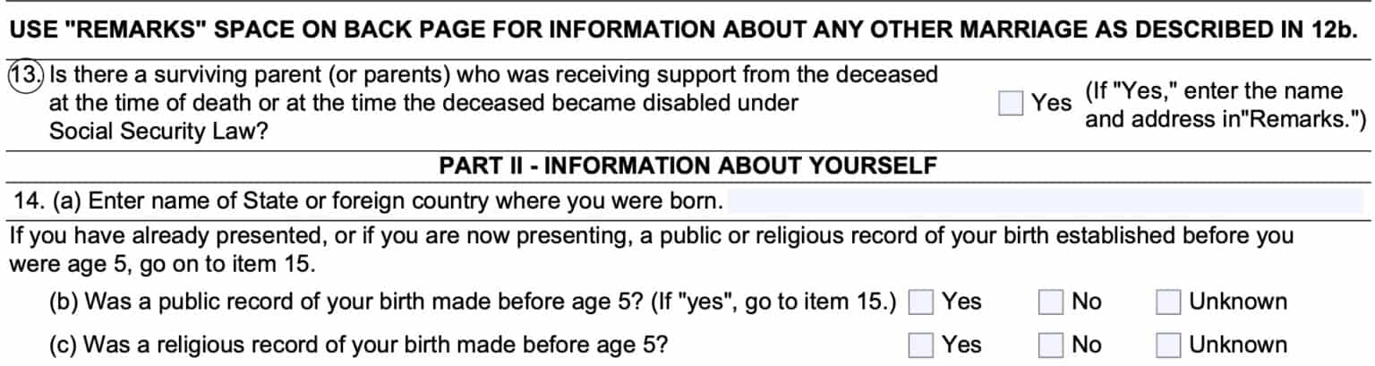 Form SSA 10 Instructions - Applying for Survivor Benefits