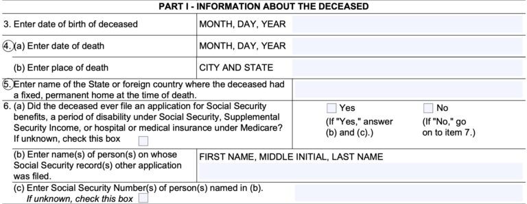 Form SSA 10 Instructions - Applying for Survivor Benefits