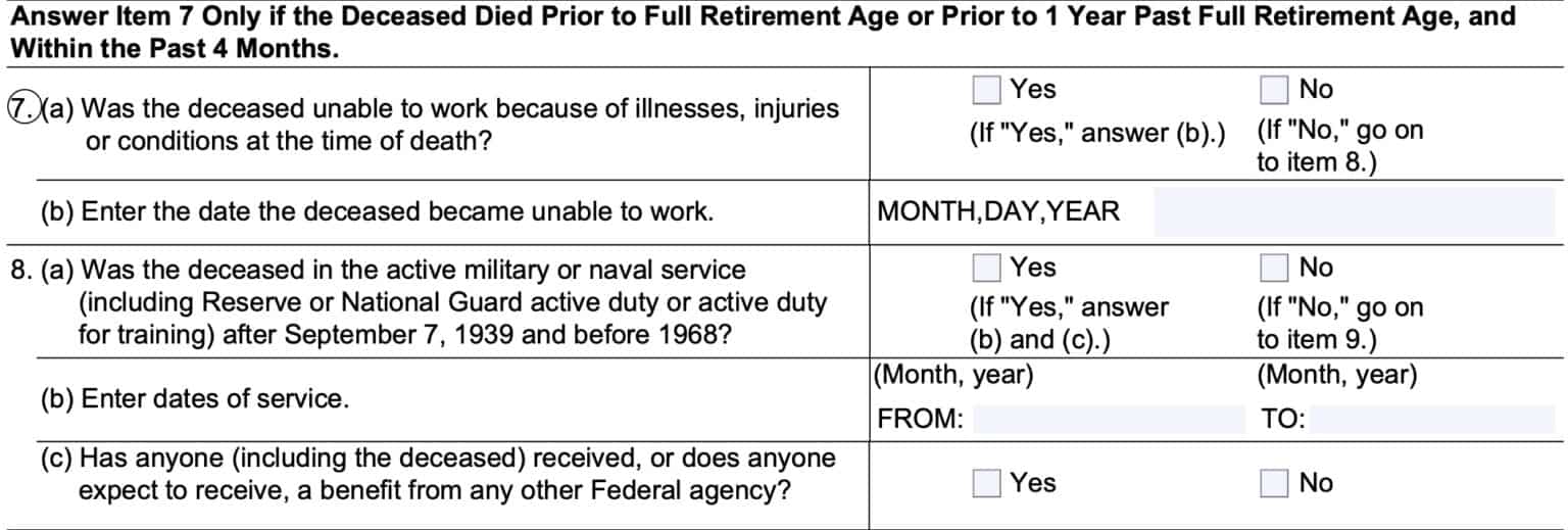 Form SSA 10 Instructions - Applying for Survivor Benefits