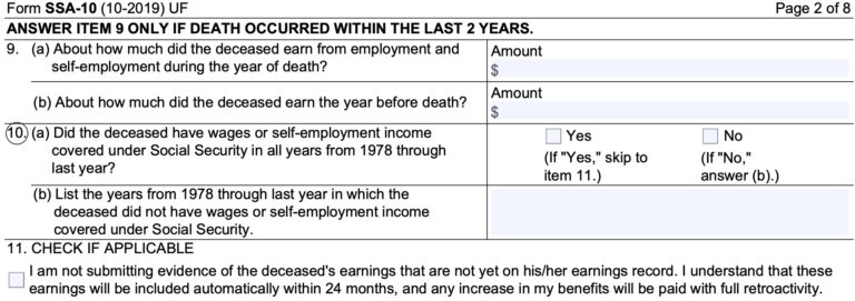 Form SSA 10 Instructions - Applying for Survivor Benefits