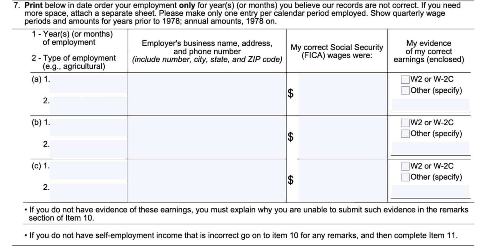Form SSA-7008 Instructions: Updating Your Social Security Record