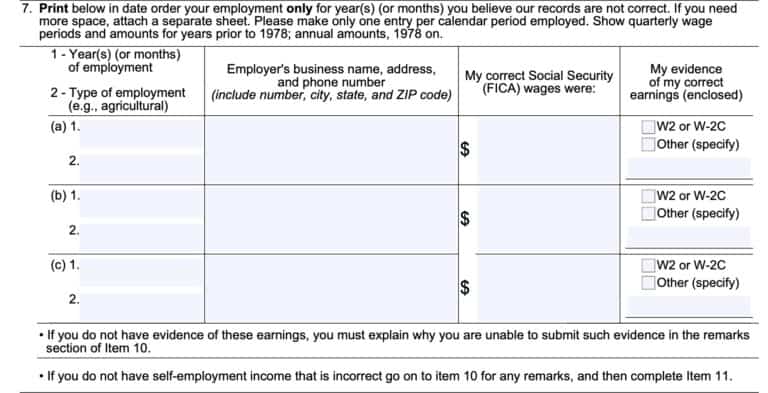Form SSA-7008 Instructions: Updating Your Social Security Record