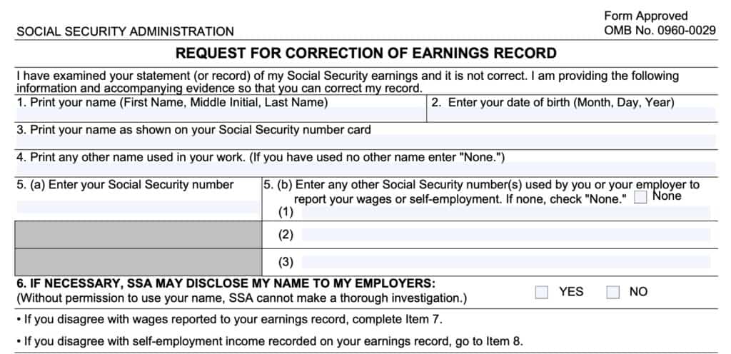 Form SSA-7008 Instructions: Updating Your Social Security Record