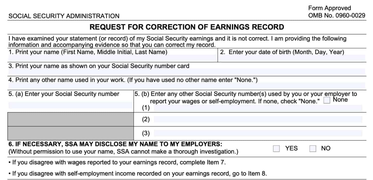 Form SSA-7008 Instructions: Updating Your Social Security Record