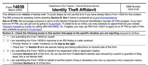 IRS Form 14039 Instructions - Your Identity Theft Affidavit
