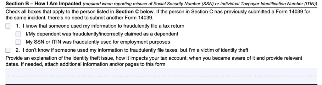 IRS Form 14039 Instructions - Your Identity Theft Affidavit