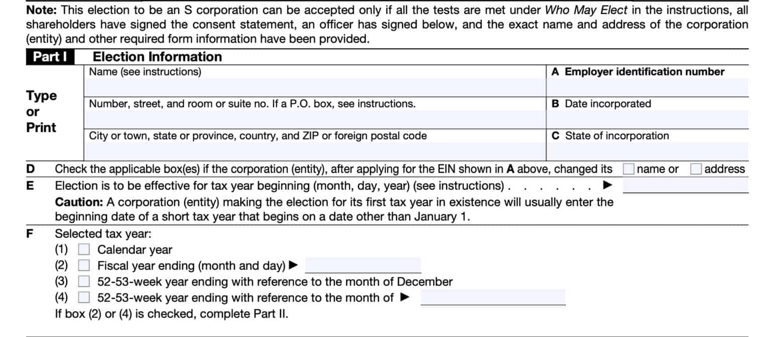 IRS Form 2553 Instructions - Electing S Corporation Status