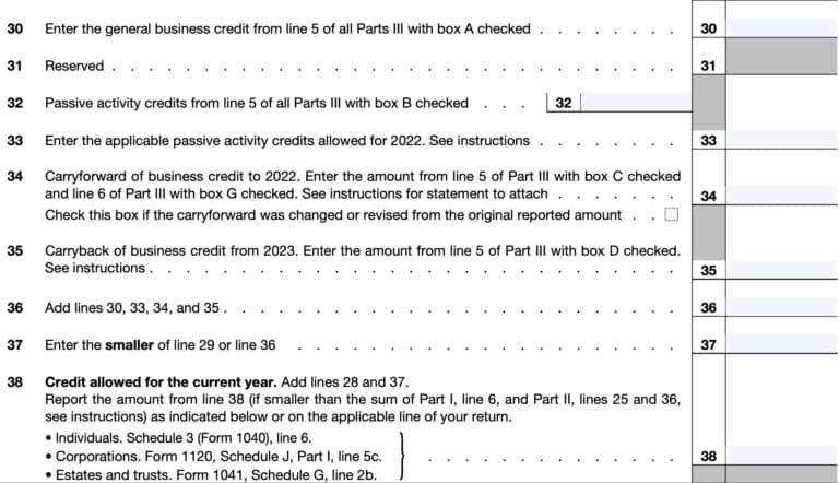 IRS Form 3800 Instructions - General Business Credit