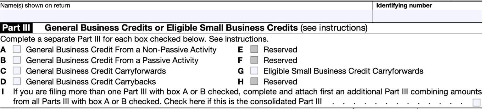 IRS Form 3800 Instructions - General Business Credit