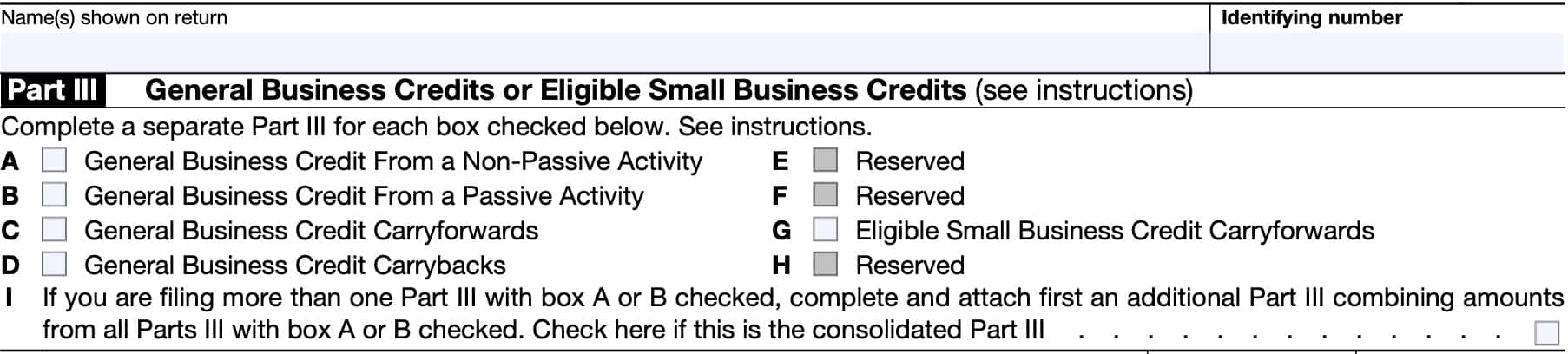 IRS Form 3800 Instructions - General Business Credit