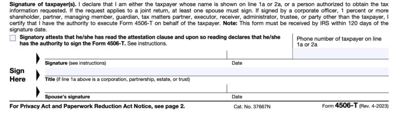 IRS Form 4506-T Instructions - Requesting A Tax Return Transcript