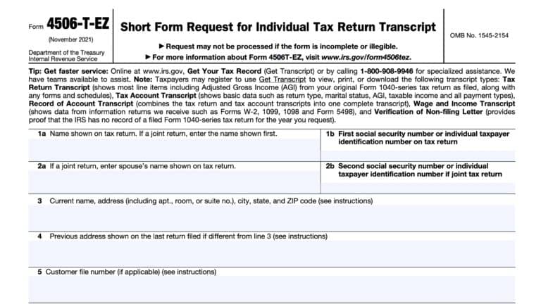 IRS Form 4506-C Instructions - IVES Request for Tax Transcripts