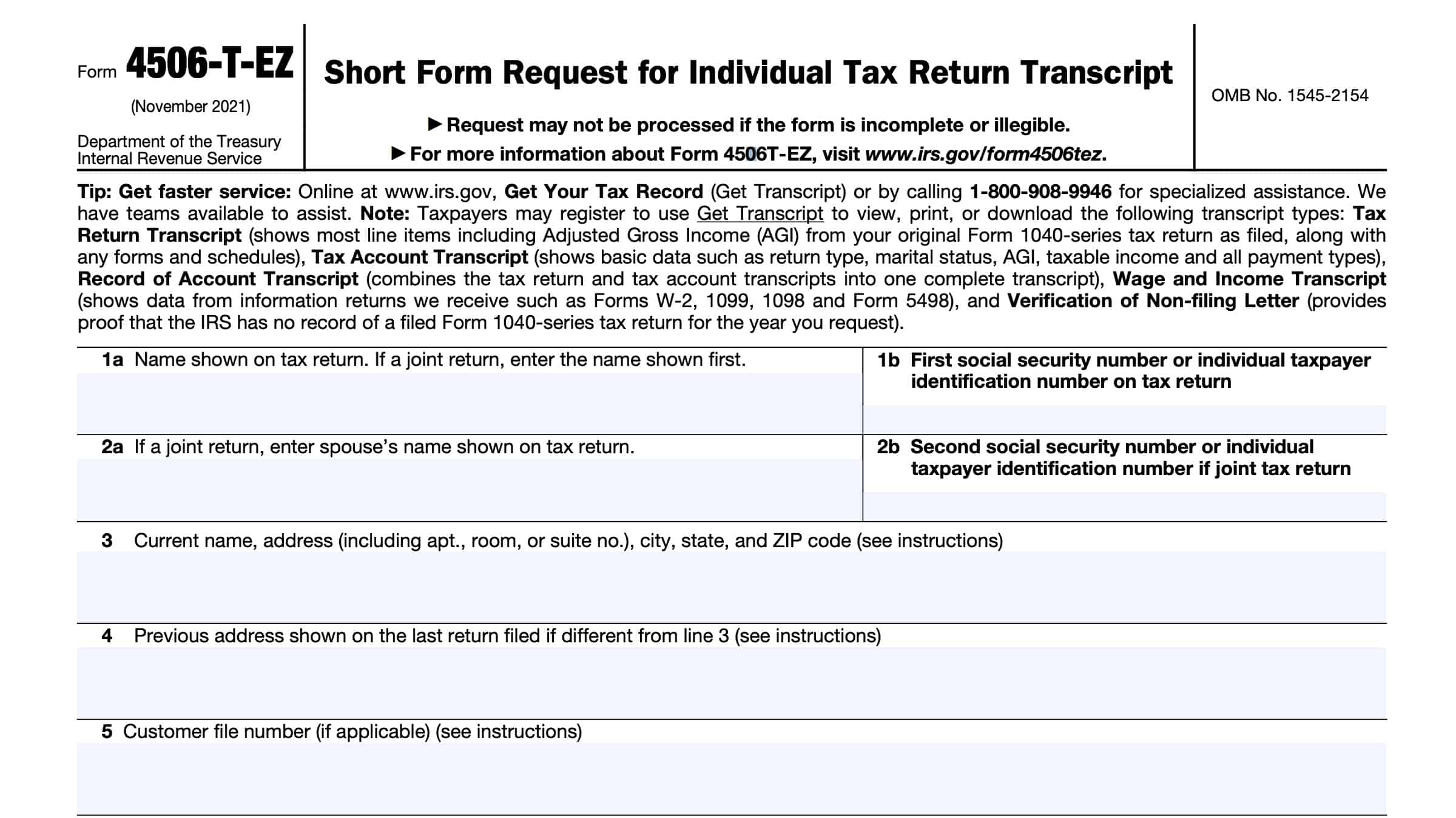 IRS Form 4506 T EZ Instructions IRS Form 4506 T EZ Instructions