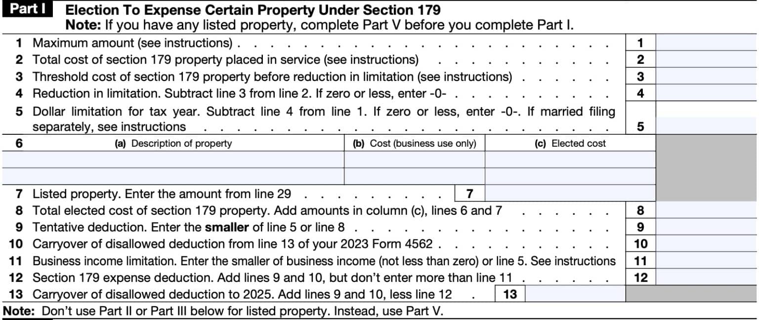 IRS Form 4562 Instructions - Depreciation & Amortization