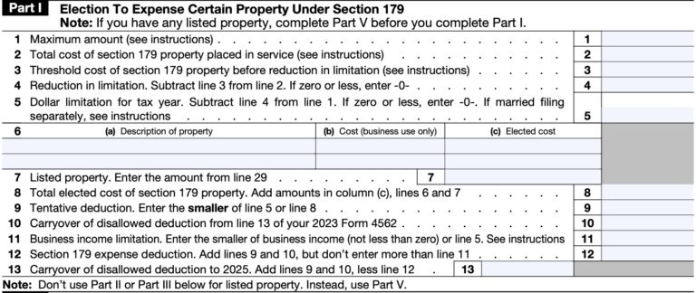 IRS Form 4562 Instructions - Depreciation & Amortization