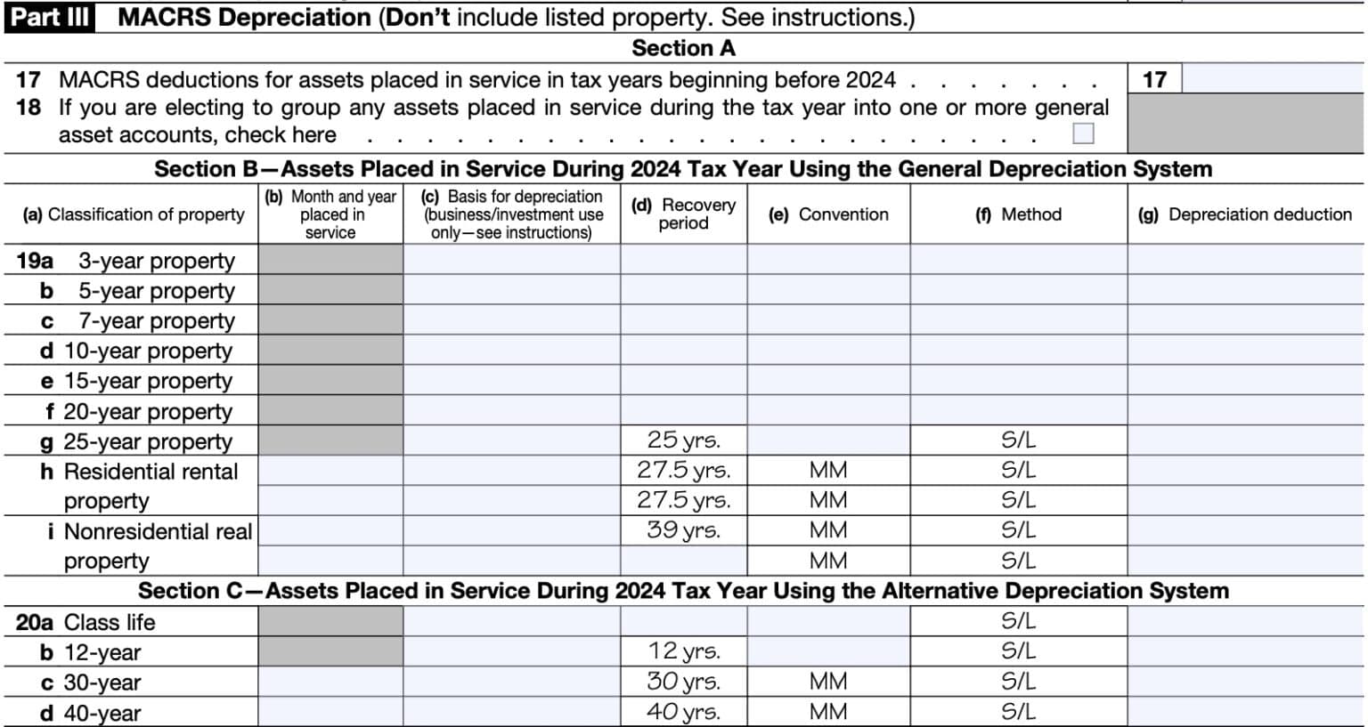 IRS Form 4562 Instructions - Depreciation & Amortization