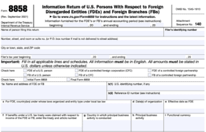 IRS Form 8858 Instructions - Information Return for FDEs & FBs
