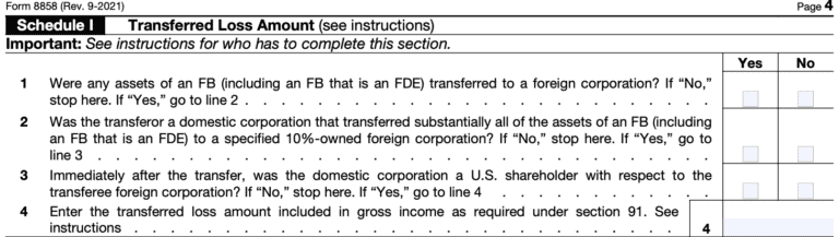 IRS Form 8858 Instructions - Information Return for FDEs & FBs