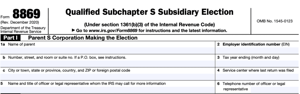 IRS Form 8869 Instructions - A Guide to QSub Elections