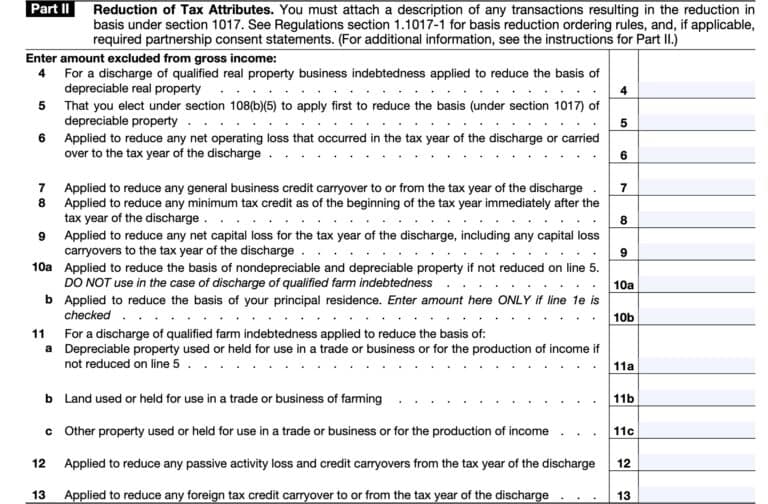 IRS Form 982 Instructions - Discharge of Indebtedness