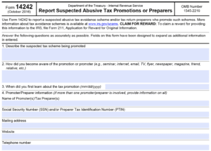 IRS Form 14242 Instructions - Reporting Abusive Tax Promotions
