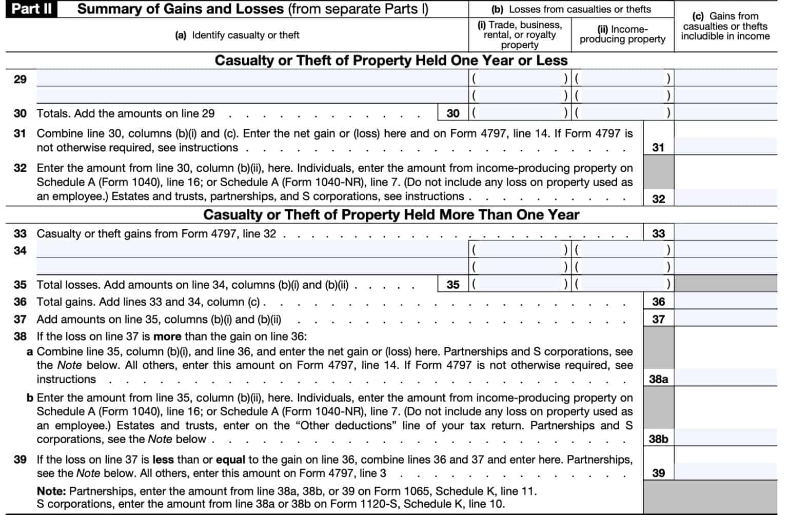 IRS Form 4684 Instructions - Deducting Casualty & Theft Losses