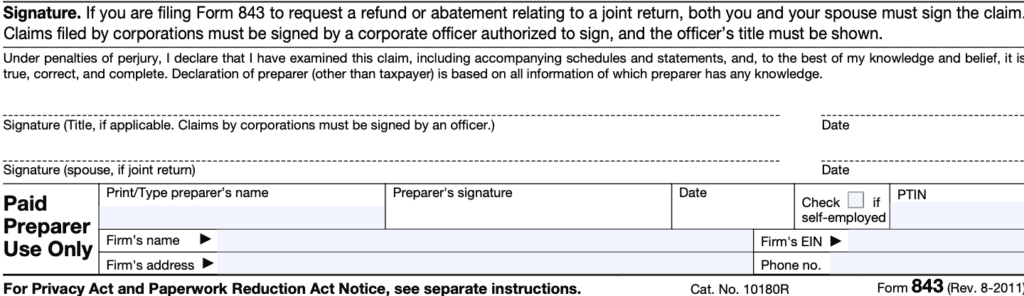 IRS Form 843 Instructions
