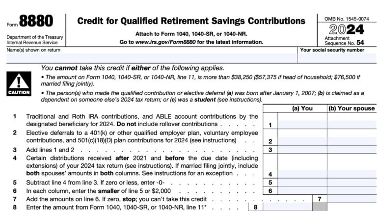 IRS Form 8880 Instructions - Retirement Savings Tax Credit