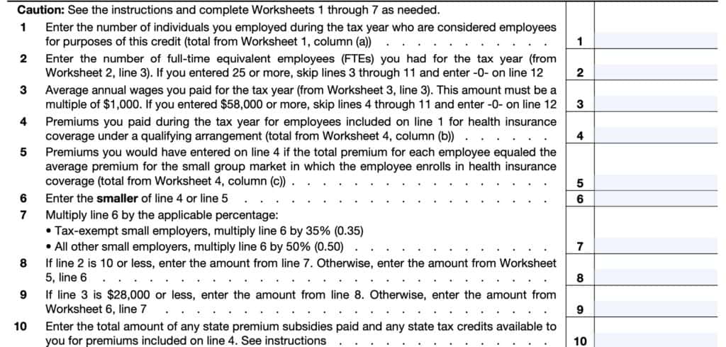 IRS Form 8941 Instructions - Small Employer Insurance Credits