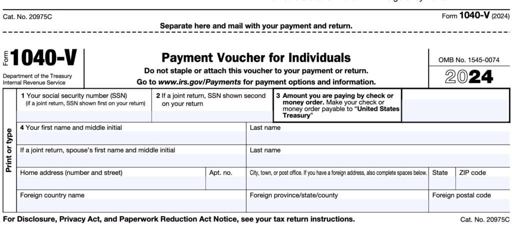 IRS Form 1040-V Instructions - Tax Payment Voucher