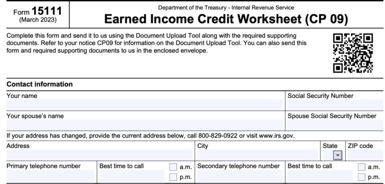 IRS Form 15111 Instructions- Earned Income Credit Worksheet