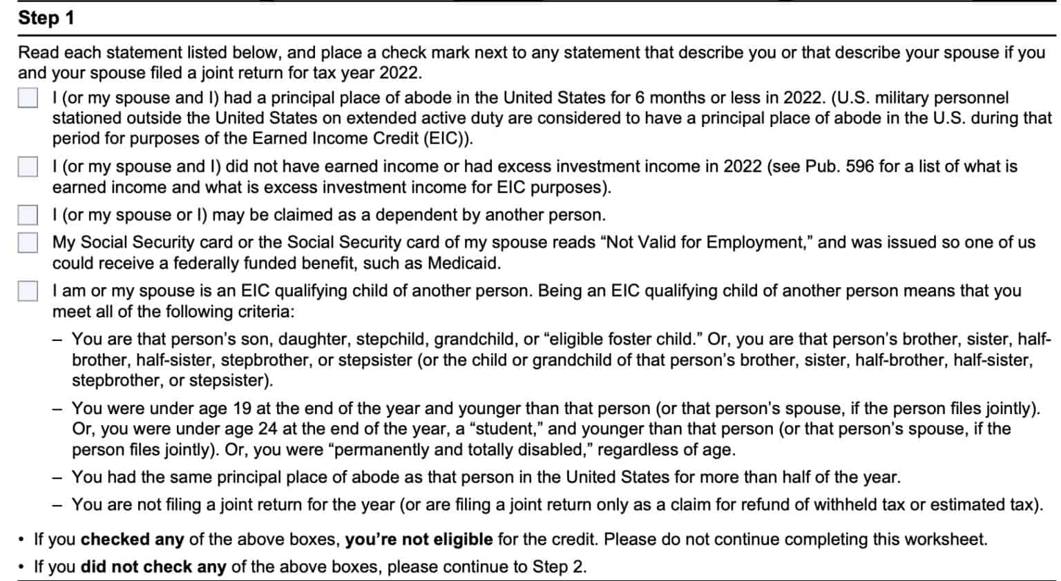 IRS Form 15111 Instructions- Earned Income Credit Worksheet