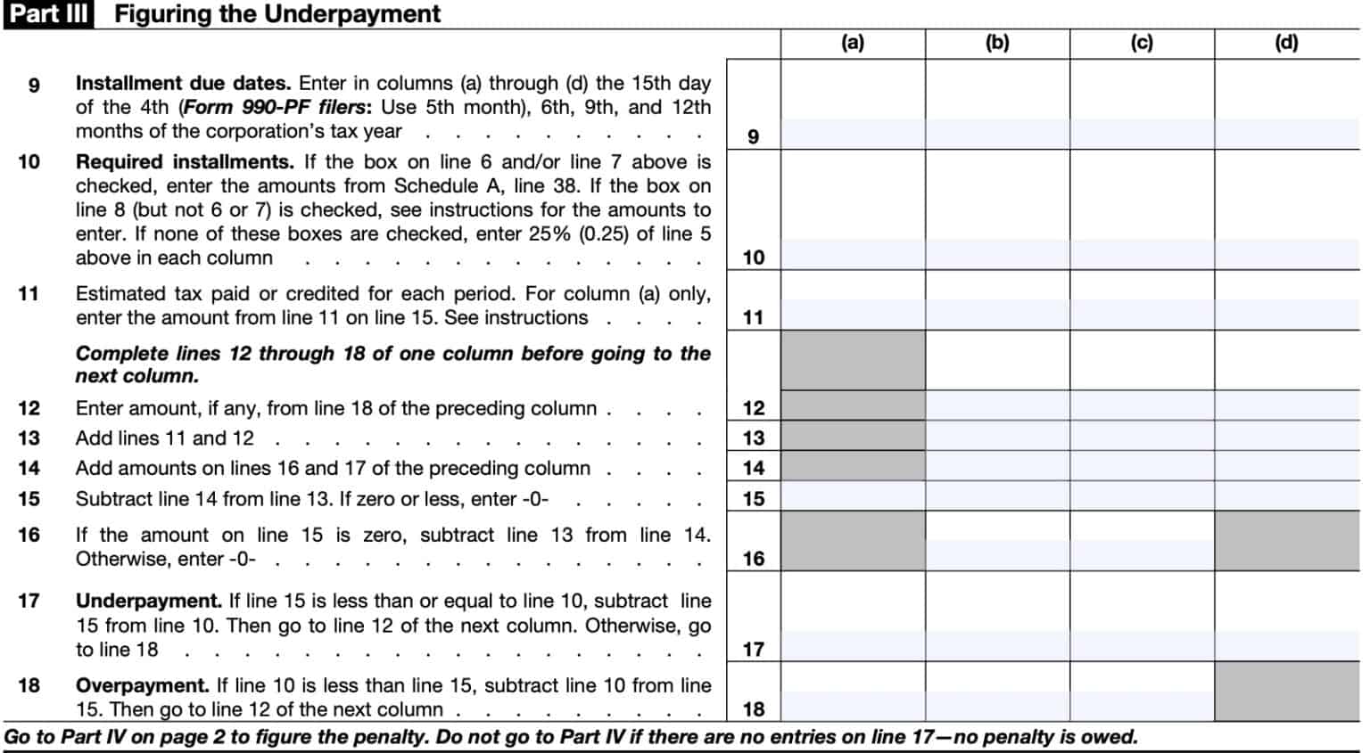 IRS Form 2220 Instructions - Estimated Corporate Tax